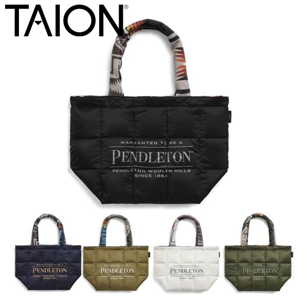 ▼”大好評！PENDELTON×TAIONのリバーシブルトートバッグです”表側はTAIONのダウン格子キルト、裏側はPENDLETON柄メルトンを使用した、リバーシブルで楽しめるミニダウントートバッグです。持手は手持ちや肩掛けができる長さに...