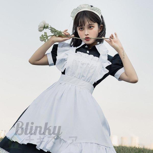 【上品なクラシックメイド服 】ビクトリアン調の落ち着いたデザインのメイド服です。ウエストから自然に広がるロングスカートで、きれいなシルエットのデザイン。カチューシャをつけ、本格的で上品なメイドさんになりきり。【本格的なつくり 】肌触り、着心...