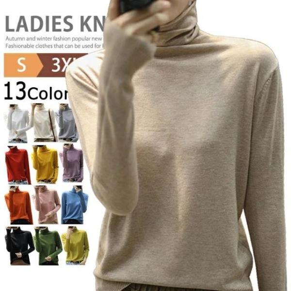 【爆買】タートルネック インナー レディース ハイネック ニット トップス あったかインナー 洗えるニット 長袖 無地 秋 冬 オフィス カジュアル ニットセーター