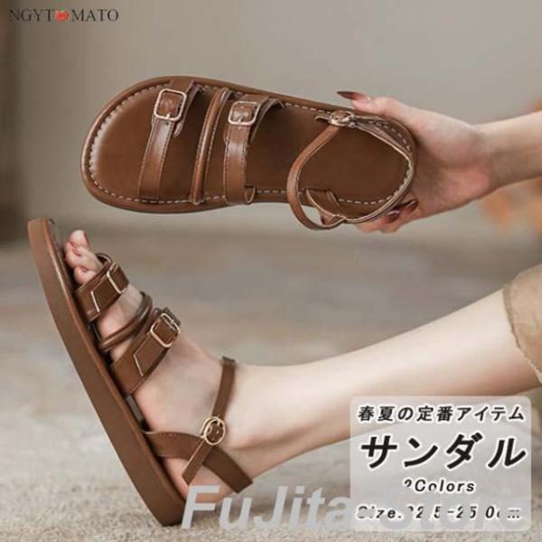 脚長/抜群の美脚効果を実現し、オープントゥでおしゃれな足元を演出。軽くて疲れにくいフラットヒールは、長時間歩くお買い物もへっちゃら！ビーチにも、リゾート地での結婚式にも最適です。足への負担が少ない、軽い履き心地を楽しめます。程よいリラックス...