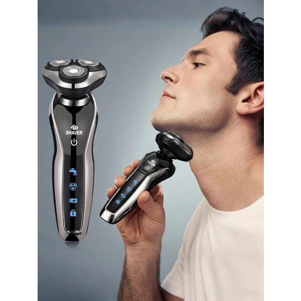 1個 電気シェーバー メンズUSB充電式ポータブルシェーバー、鼻毛トリマー、デジタルディスプレイ付き、ステンレス刃で滑らかな剃り心地、人間工学設計、急速充電、長バッテリー寿命、お手入れ簡単