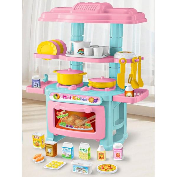 3-6歳のお子様向け おままごとキッチンおもちゃ - 食べ物とアクセサリーのごっこ遊び用セット。3歳以上の男女兼用。鍋やフライパンなども含む幼児料理ごっこ遊び