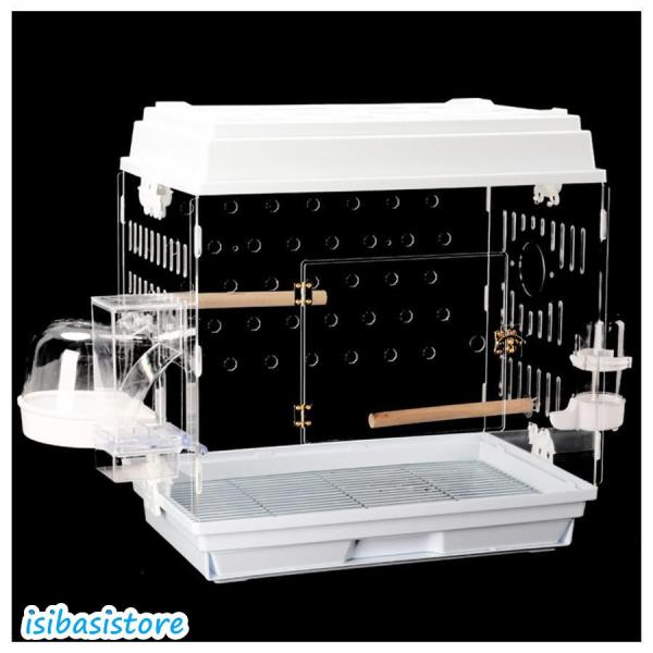 アクリルなので鳥が鑑賞しやすい：鳥かごは全面クリアなので可愛い小鳥の姿がよく見えます。で鳥の写真を取りやすい。冬の寒い時期にも保温し易く：保温や飛び散りを防ぐのに優れています。多数の通気孔があり、オウムは蒸れない。お手入れ簡単：底に引出し式...