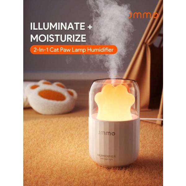 加湿器、ミニ猫の肉球型加湿器 2 in 1、猫の肉球とアンビエントライト、静音ナノファインミスト、ホーム、寝室、クリスマスギフト、秋冬のホリデーキャンプのマストアイテム、バカンスのアクセサリー、キャンプ用品