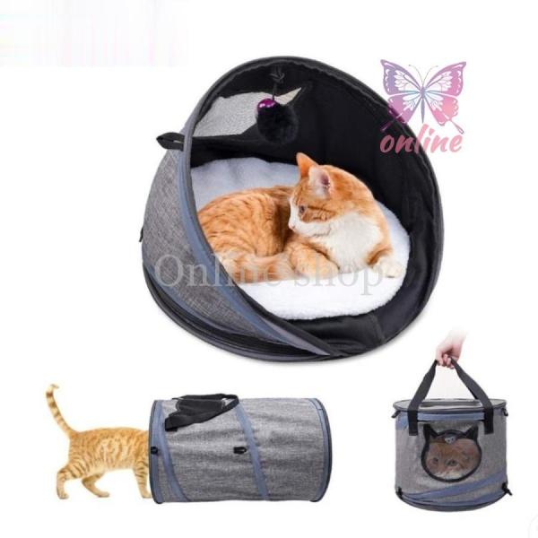 【多機能猫 キャリー】3IN1多機能ペットキャリーバックは猫 ベッド、猫隠れん坊遊び場、猫バックの機能を集まていた作成最新版のペットキャリーです。【様々なシーンに適用】ペットキャリーは側の結び目を留めると3つの形に変更いただけるので、電車や...