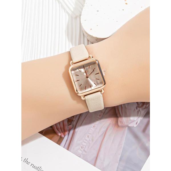 DISU 学生への贈り物 シンプル スクエア クォーツ 腕時計