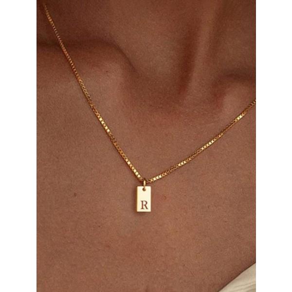 1個クラシックなアルファベットネックレス女性用トレンディなイニシャルタグパーソナライズA-Z 26文字名前ペンダントネックレスステンレススチールジュエリーギフト