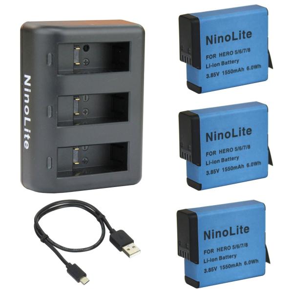 KeyW:ヒーロー8 ヒーロー7 ヒーロー5 ヒーロー6 black ブラック 予備バッテリー アクセサリーGoPro HERO 5 Black Silver 6 7 8 HERO5 HERO6 HERO7 HERO8 AABAT-001 ...