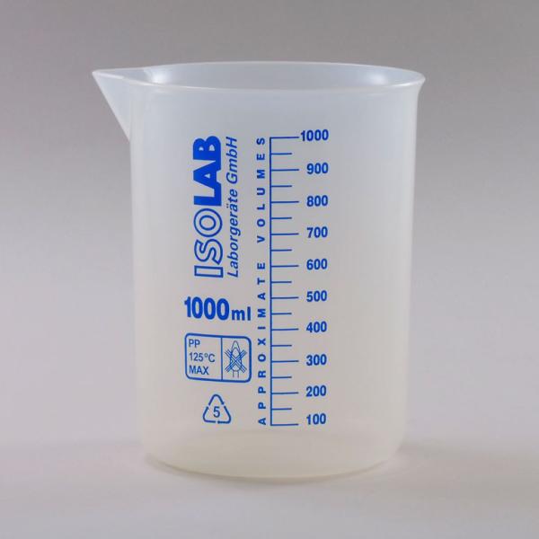 ドイツISOLAB社製。シリーズ名：ビーカーブランド名：ISOLABメーカー型番：ibkpp1000原産国／製造国：トルコ代表カラー：白日用品・文房具の素材：ＰＰ（ポリプロピレン）規格：ISO 7056規格品容量：1000ml全高ｘ直径：約...