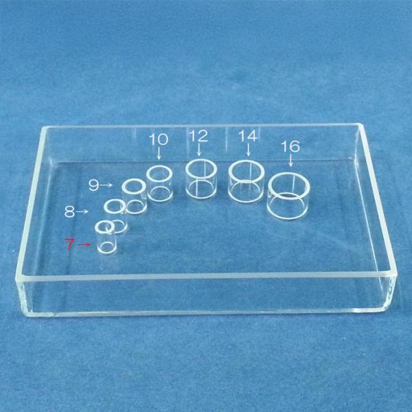 自社工場（宮原計量器製作所　八幡工場）にて製造された100%ガラス製角型シャーレ用クローニングリングです。角型シャーレの底に密着するように両端が研磨仕上げとなっております。シリーズ名：100%ガラス製角型シャーレ用クローニングリングブランド...