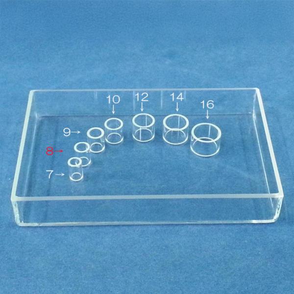 自社工場（宮原計量器製作所　八幡工場）にて製造された100%ガラス製角型シャーレ用クローニングリングです。角型シャーレの底に密着するように両端が研磨仕上げとなっております。シリーズ名：100%ガラス製角型シャーレ用クローニングリングブランド...