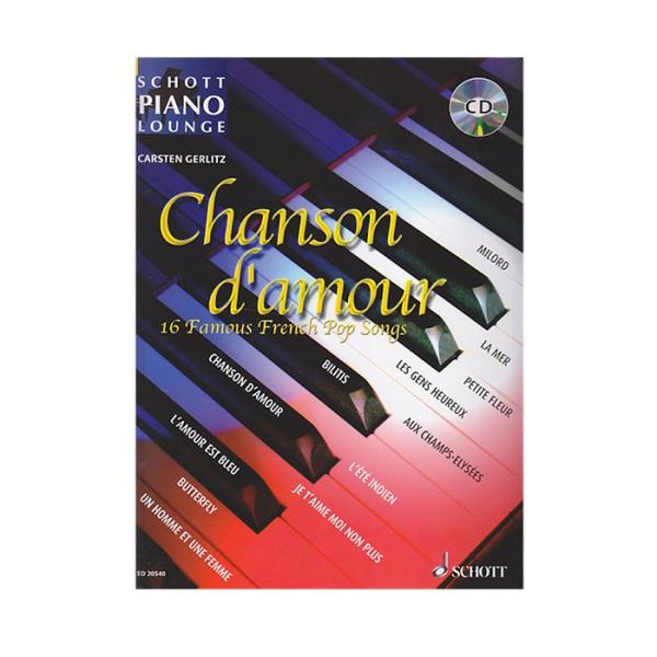French Pop Songsとありますが、フレンチ・ポップスに限らず、いわゆるシャンソン、民謡、「ラ・マルセイエーズ」といった有名な歌をピアノ編曲してあり、楽譜中に歌詞も記載されています。付属ＣＤはベース、ドラムスを加えた模範演奏を収録...
