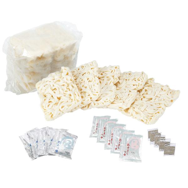 小麦粉100％の打ちたてめんを、ゆで揚げ後瞬時に冷凍することにより、釜揚げ状態のおいしさがそのままとじこめられています。肉厚でもっちりとした食感をお楽しみください。調理時間が短く、お手軽にお召し上がりいただけます。あっさり白だしつゆのおすま...