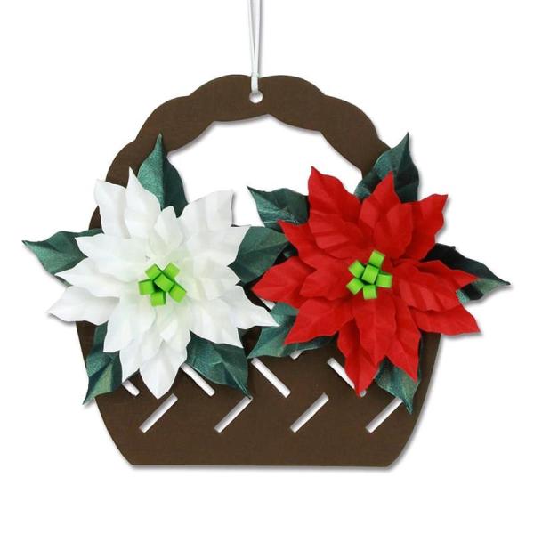 ポインセチアパーツは型抜き済なのでハサミを使わずに簡単に切り離すことができます。パーツを花かご型の台紙に『ボンドで貼る』『折る』『巻く』など工作を楽しむ工夫をしています。とても華やかなポインセチアの立体切り絵が作れます。作り方説明書はイラス...