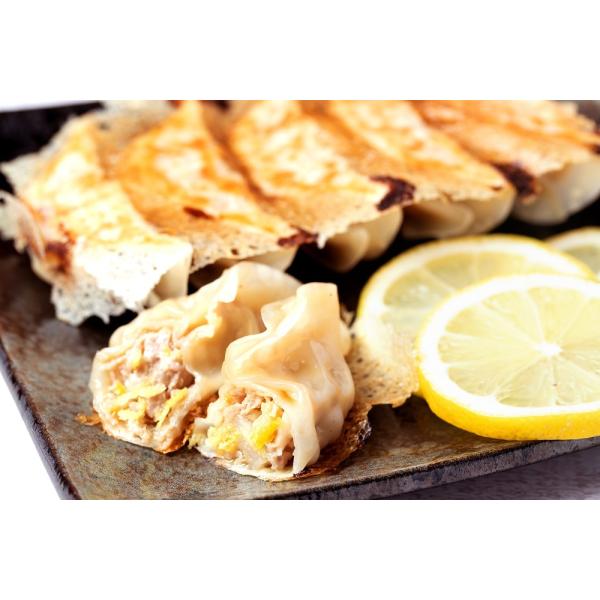 和歌山県産のレモンピールがちょっぴりほろ苦い、酸っぱくないけどしっかりレモンの存在感。めざましテレビ、めざまし土曜日、マツコの知らない世界、土曜はナニする！？、などお取り寄せ餃子特集で紹介された、大型食フェスの餃子フェスでも1日7500個売...