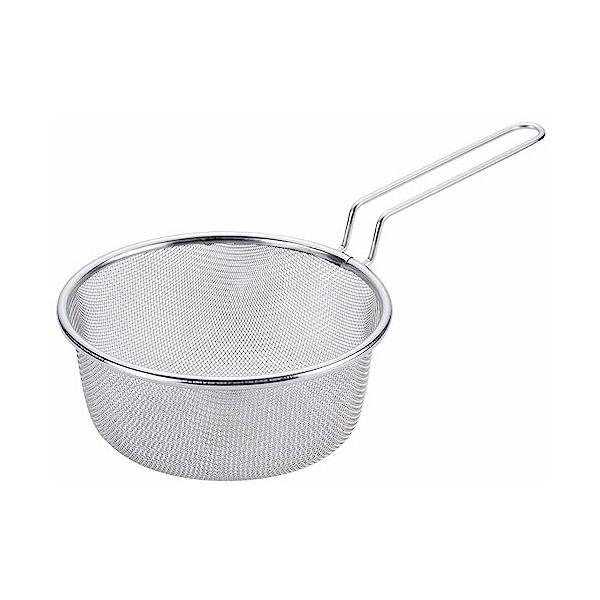 カラー：シルバーサイズ：ゆでザル (18cm)スタイル：鍋用サイズ:約33×18×10.3cm本体重量:176g材質:18-8ステンレス原産国:日本アミ目が細かいので麺なども飛び出さない