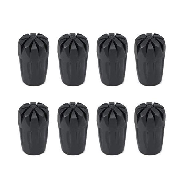 カラー：H - ブラック - 8個?【素材】ラバーキャップは高耐久のラバー素材を使用していますので、柔軟性が抜群であり、軽量で耐摩耗性に優れています?【耐久性】ビルトイン金属ワッシャーで耐用性が大幅に向上され、キャップとトレッキングポールの...