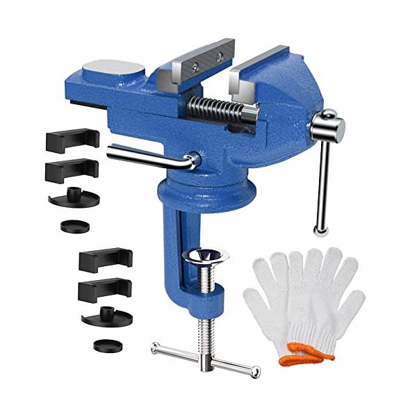 スタイル：インダストリアル360度回転式ベンチバイス 8pcsゴムパッド 付き -----贈り物： 手袋*2 （ランダムな色）用途：金工作業、補修作業時の固定に使います。DIYに、ワークに、プロの作業現場に いろいろな加工に適用され、便利な...