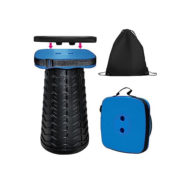 カラー：ブルーサイズ：フリーサイズ・【波紋状＆超耐荷重220KG】展開サイズ：26x45CM 収納サイズ：26x6.5CM 重量：1.15 KG。体重をがっちり支える耐荷重220kgの、高耐荷重伸縮チェア。耐荷重180kgと丈夫なので、体重...