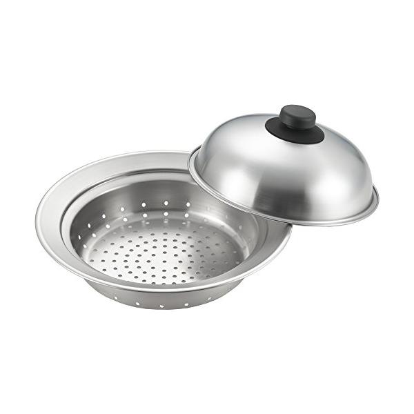 カラー：シルバーサイズ：20~22cm フタ付きスタイル：鍋用サイズ:全長26.6×全幅26.6×高さ13cm素材・材質:プレート/18-8ステンレス、フタ/ステンレス、ツマミ/フェノール樹脂、座板/66ナイロン樹脂生産国:日本対応鍋サイズ...