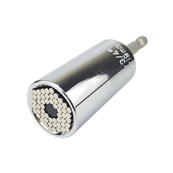 相手の形状に自動で合せて簡単に締めたり緩めたりできます。角が欠けたボルト・ナット、フック、なめたボルトやインチねじもコレ1本で！多数のソケットを替えずに作業ができ、時間短縮・効率アップに繋がります。スペース節約にもなりますの工具箱がスッキリ...