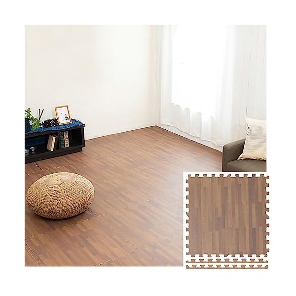 カラー：木目ブラウンサイズ：4枚【0.75畳】【厚さ10mm】スタイル：b)木目調4枚セット:※サイドパーツ付。マット1枚につき、角付き1本・角無し1本が付属します。一枚当たりのサイズ(cm):幅約61×奥行約61×高さ約1商品重量:約1....