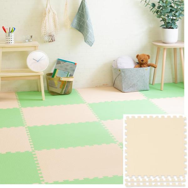 カラー：【無地】ベージュサイズ：4枚【0.75畳】【厚さ10mm】スタイル：a)カラーマット4枚セット:※サイドパーツ付。マット1枚につき、角付き1本・角無し1本が付属します。一枚当たりのサイズ(cm):幅約61×奥行約61×高さ約1商品重...