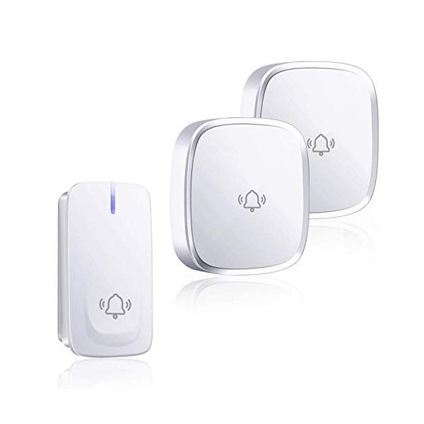 カラー：送信機1受信機2・?ワイヤレス チャイム 電池不要： このチャイムは、発電モジュールを内蔵し、指で軽く押すだけで自動発電して無線信号を発射できる。電池類の消耗品ではなく、もっと長持ち、環境保護、非常に経済的です。・?配線不要、取り付...