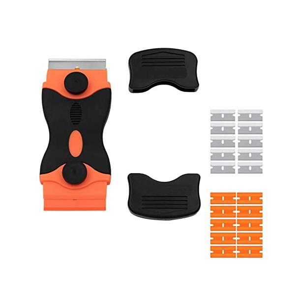 【セット内容】2種類のスクレーパーブレード：プラスチック刃×10個、ステンレスブレード×10個が付属、プラスチック製保護キャップ付×2個。クリーニングツールスクレーパーです、安全性がもっと高いです。運びも簡単に、男性と女性にとっても凄く便利...