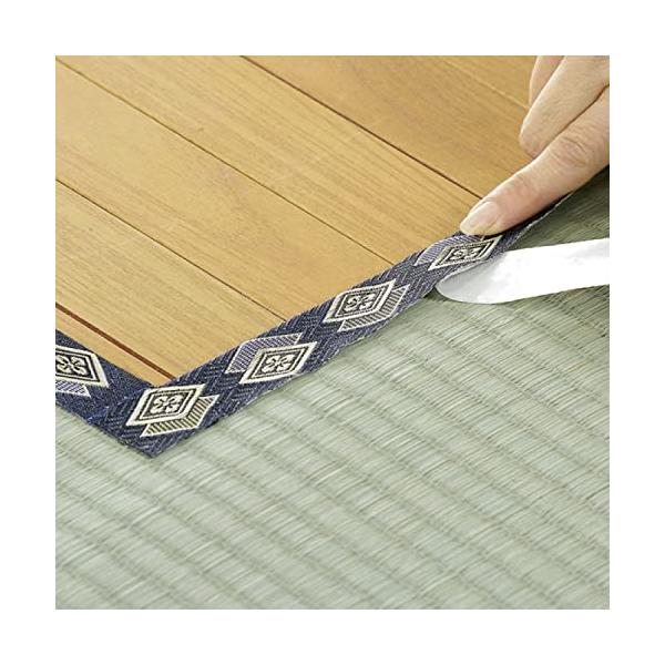 カラー：濃紺サイズ：2mスタイル：修復用縁テープ【組成】 素材:ポリエチレン、ポリプロピレン【生産国】 日本縁の補修テープです。フリーカットできる上敷きの補修などにお使いいただけます。カットした上敷きの部分に貼るだけで、カットしたところを隠...