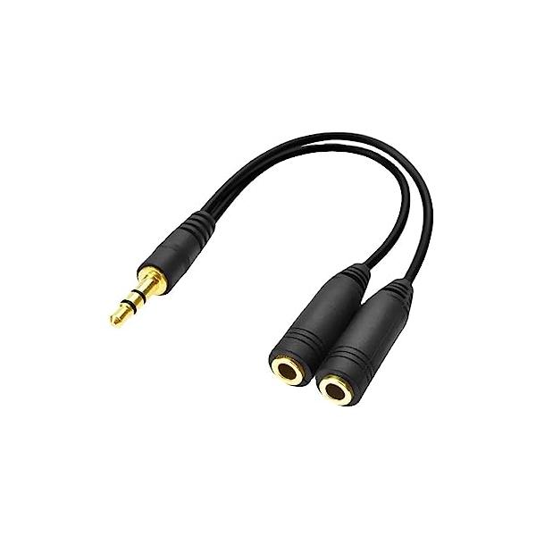 サイズ：1本3.5mmステレオミニプラグ(オス)-3.5mmステレオミニジャック(メス)x2、オーディオ分配ケーブルです。金メッキ端子：腐食と変色を防止して、信号ロスを最大限に減少します。一つの音源から最大2つのイヤホンに分配出力できます。...