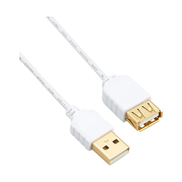 カラー：ホワイトサイズ：1mUSB Aコネクタを持つ機器の延長に便利なUSB延長ケーブルです。ケーブル外径2.5mmの細径ケーブルとコンパクトコネクタを採用し、ケーブルの取り回しがスッキリしました。USB2.0で規定されたケーブルの電気特性...