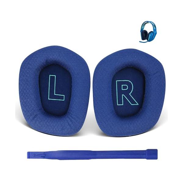 カラー：ブルー【良好な互換性】Logicool G G733 ゲーム用ヘッドフォンに適合します。ご購入前に、お手持ちのヘッドホンの型番をご確認ください！【通気性のある素材と特殊技術】高周波ホットプレスシーリングプロセスを使用して、イヤーパッ...