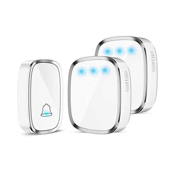 カラー：1送信機+2受信機サイズ：1送信機+2受信機Derrysun ワイヤレスチャイムは、音量調節が可能で、0dBから95dBの音量範囲をカバーしています。このチャイムは、5段階の音量調節機能を備えており、環境に合わせて調節することができ...