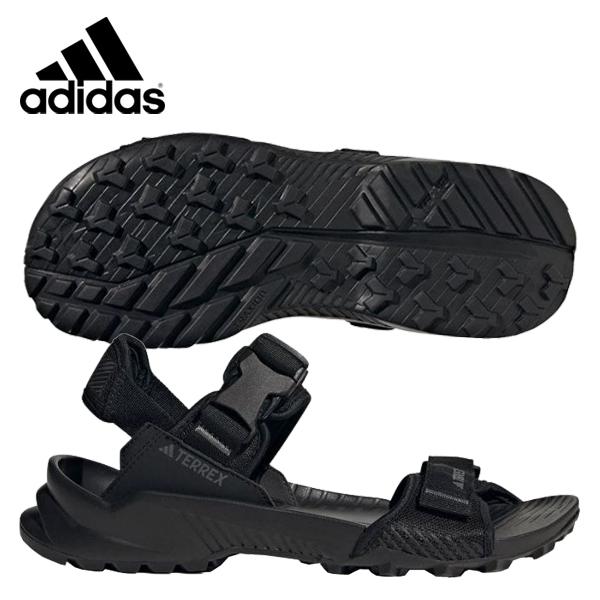 リサイクル素材を一部使用した、歩きやすいサンダル。【メーカー】アディダス【商品名】TERREX HYDROTERRA SANDALS【品番】ID42693【カラー】コアブラック×コアブラック×グレーフォー【素材】甲：合成繊維・人工皮革　底：ゴム底
