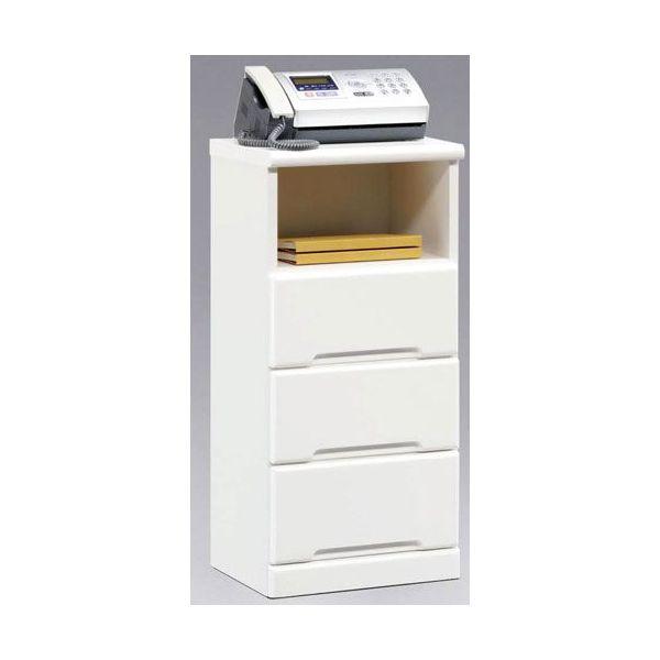 完成品の電話台材質：MDF、エナメル塗装サイズ：幅40.3cm×奥行31.5cm×高さ84cmCOLOR：ホワイト(欠品中　次回入荷未定)可動棚3枚入りシングルライフやマンションライフに最適です。おしゃれなホワイトカラーのキャビネットでリビ...