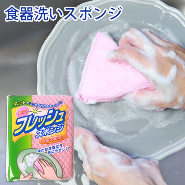 食器洗い用のキッチンスポンジです。洗剤含みのよいスポンジをネットで包んだクリーナーです。手のひらサイズで持ちやすく、ネットの効果で汚れを落とします。キズがつきにくく、泡立ちがよく食器をやさしく洗うことができます。当店の食器にもおすすめのスポ...