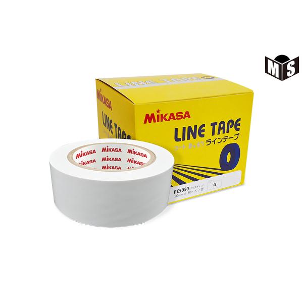 伸びないので、直線を引くのに適しています。■カラー　ホワイト■素材・仕様　ポリエチレン、伸びないタイプ、バレー、バスケット、ハンド、ドッジ、テニス、剣道用、韓国製■寸法・重量　50mm×50m×2巻入■注意事項　1箱同色2巻入