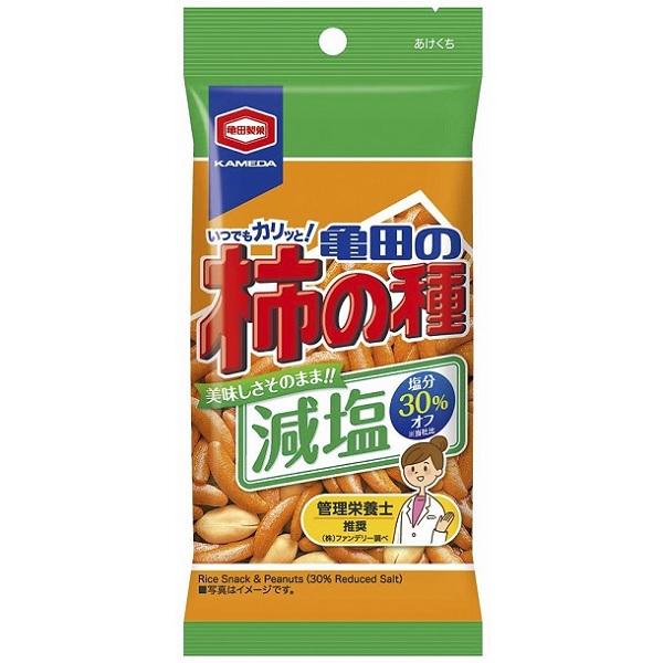 希望小売価格:100円×5袋 500円(税別)塩分30％オフ（※注）の「亀田の柿の種」！美味しさそのまま、独自レシピで深みのある醤油のコクをアップしました。※「63ｇ 亀田の柿の種(100g当たり)」比較です。手軽な食べきりサイズ。※画像は...