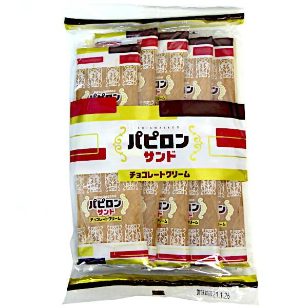 希望小売価格300円（税別）×10袋シアワセドーのパピロンサンドチョコは、パリっと香ばしく焼き上げた小麦粉せんべいにやさしい甘みとなめらかな口当たりのチョコレートクリームをサンドしたお菓子です。※画像はあくまで参考画像となります。※メーカー...