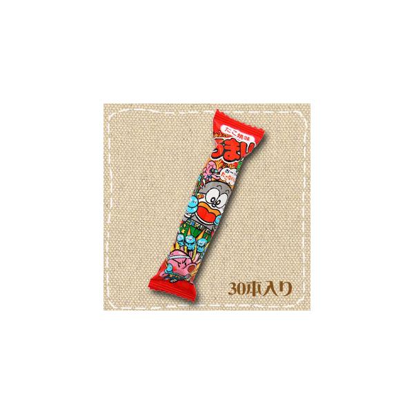 駄菓子の定番人気シリーズ、やおきんの「うまい棒」！棒型タイプのサクサクスナックと、定番品から風変わり品までバリエーション豊かな味つけが人気♪30本入り大人買い！屋台グルメの定番たこやきの味を再現した「たこ焼味」！※画像はあくまで参考画像とな...