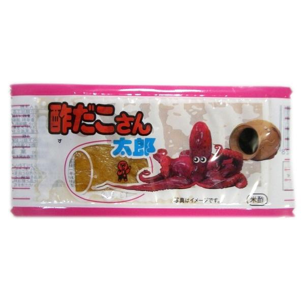 駄菓子屋さんの定番商品!!おなじみ「太郎シリーズ」の酢だこさん太郎です。酢だこ風味の懐かしい食感♪でもちろんタコは入っていません…※画像はあくまで参考画像となります。内容量：30枚原材料：魚肉すり身、小麦粉、イカ粉、砂糖、醤油、醸造酢、香辛...