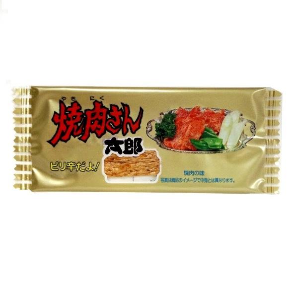 駄菓子屋さんの定番商品!!おなじみ「太郎シリーズ」の焼肉さん太郎です。みりんや醤油で味付けているので、味は駄菓子に分類できないくらいしっかりした味で、かなりお勧めですよ!!※画像はあくまで参考画像となります。内容量：30枚原材料：魚肉すり身...
