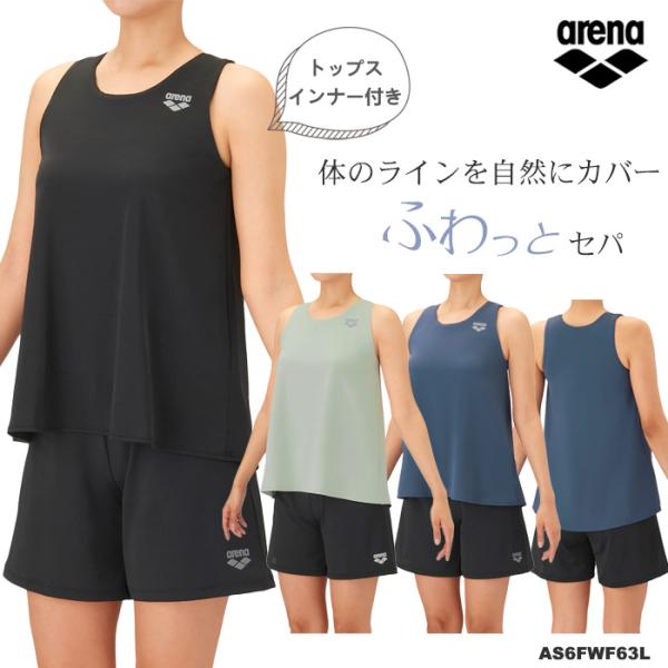 ■フィットネスセパレーツ（カバーバック・ミドルレッグ・差し込みパッド）SEPARATES （セパレート ・ タンキニ） ■カラー　（ボトムス）BKBK：ブラック×ブラック　（ブラック）GRBK：グリーン×ブラック　（ブラック）BLBK：ブル...