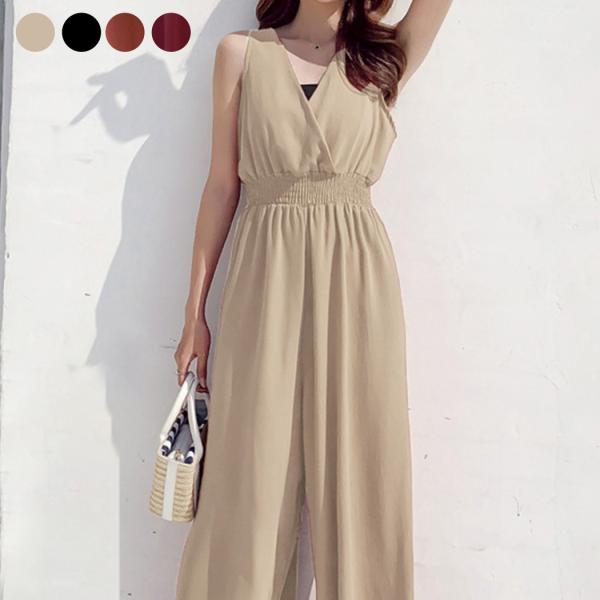 メール便送料無料 クロップド シフォン生地  シャーリング お洒落 可愛い シンプル 普段着 通勤 通学 お出かけ ママ 黒■セット内容・2点セット・オールインワン・チューブトップ■商品紹介＼レディに着こなせる／大人っぽく一枚でお洒落にチュ...