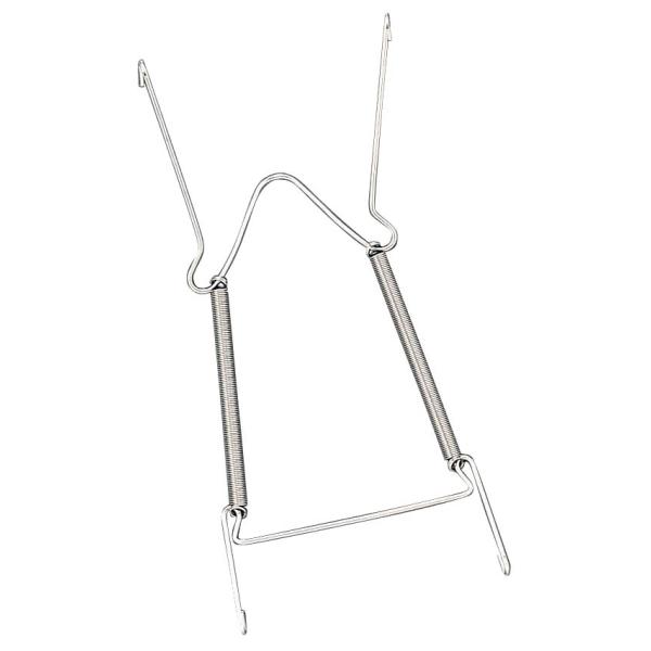 M/S No.6068外寸：80×20×180mm材質：線材・バネ/ステンレス●大きな皿も個性的に飾れます。●お気に入りの絵柄のお皿の裏側からとりつけるプレートハンガー。