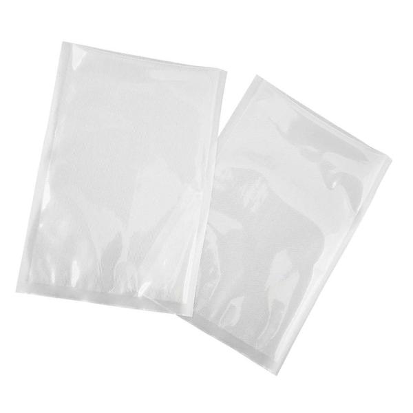 PAP-012025-B袋タイプ（100枚入）サイズ：120×250mm材質：ナイロン、ポリエチレン耐熱温度：−30℃〜100℃●片面がエンボス加工された真空包装用ナイロンポリ袋です。