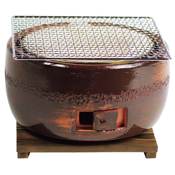 外寸：φ270×H165mm付属品：焼杉敷板、焼アミ