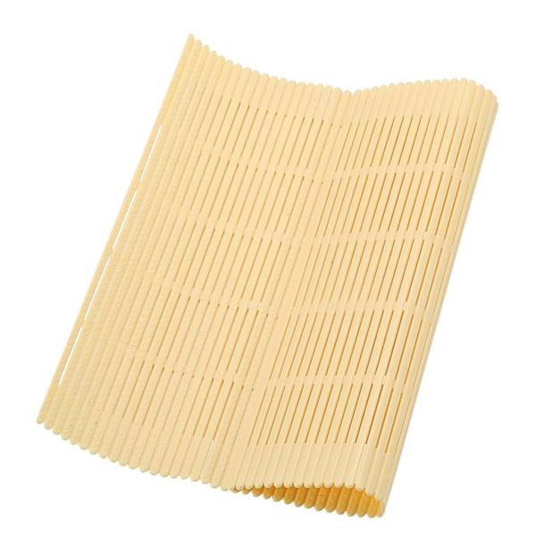 サイズ：260×255mm耐熱120℃ 耐冷-20℃材質：ポリプロピレン(Wエンボス加工)●太巻き、細巻きはもちろん人気メニューのカリフォルニア巻もできます。●巻きすの表面がWエンボス加工(特許)が施してありますので、外側はごはん　になるカ...