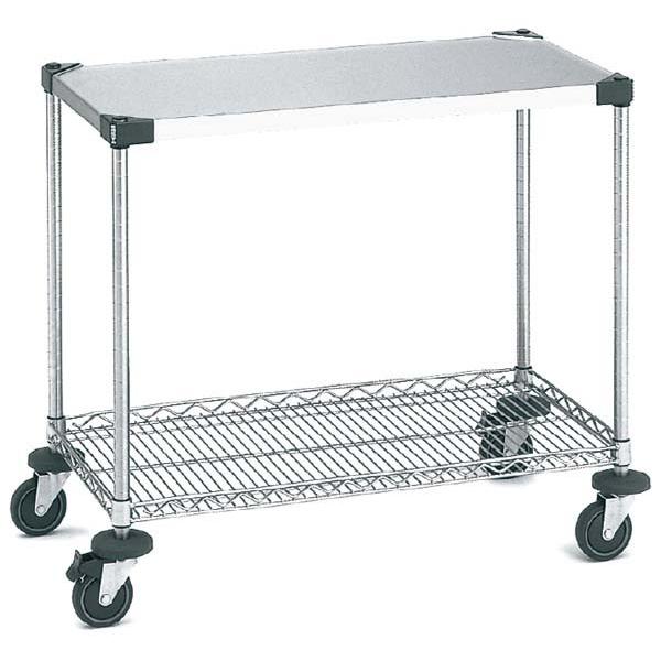 NWT1CU-S 幅1,213×奥行461×H815mm棚板材質：クロームメッキ（抗菌クリアコーティング） ポール材質：18-8ステンレス※φ100mm 4輪自在エラストマー車※対角ストッパー付